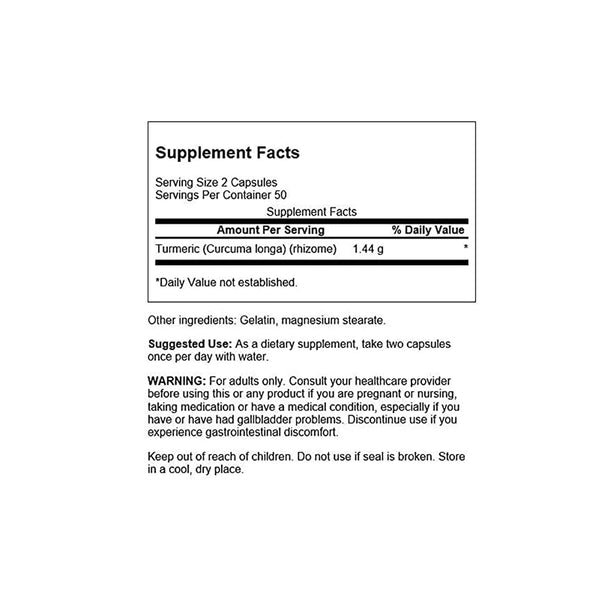 Swanson TURMERIC 720mg 100 Capsule – PureNutri